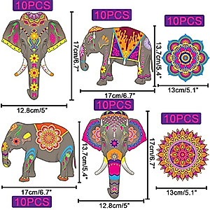 60 Pieces Diwali Elephant Cutouts Cards Party Decorations, Festival of Lights Theme Deepavali Party Signs Paper Cardboard Cutouts Diwali Party Supplies