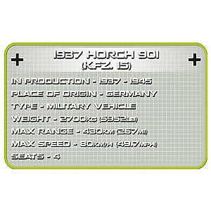 COBI Historical Collection 1937 Horch 901 (Kfz.15) Vehicle, Desert Sand