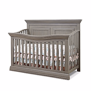 Sorelle Furniture Paxton Crib, Classic 4-In-1 Convertible Crib, Made of Wood, Non-Toxic Finish, Wooden Baby Bed, Toddler Bed, Child’s Daybed and Full-Size Bed, Nursery Furniture - Heritage Grey