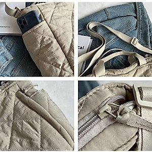 Women Quilted Tote Bag Puffer Hobo Handbag Lightweight Padding Shoulder Bag Nylon Padded Crossbody Purse Black One Size