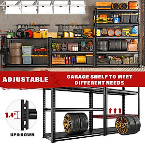 REIBII 3000 LBS Garage Shelving 72" H Storage Shelves Heavy Duty 5 Tier Metal Shelving Adjustable Metal Shelves for Storage Sturdy Industrial Shelving for Pantry Kitchen Garage Basement
