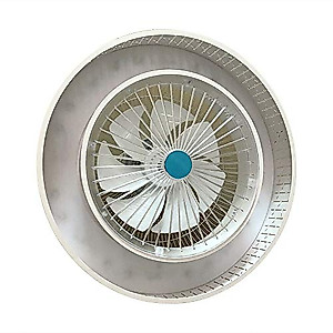 22'' Modern LED Invisible Ceiling Fan with light 3-Color 3-Speed 64W 7 Acrylic Blades Round Enclosed Chandelier Fan with Remote Control Semi Flush Mount Quiet for Bedroom Living Room (Bamboo leaf)