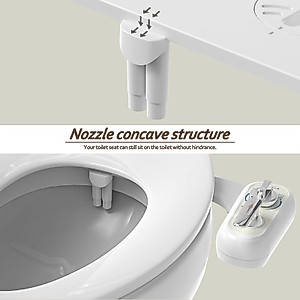 Left Hand Bidet Attachment for Toilet - Self-Cleaning control panel on left side Dual Nozzle (Frontal & Rear Wash) Non-Electric Adjustable Water Pressure, Water Bidet Toilet Seat Attachment