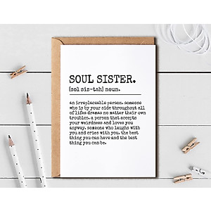 Soul Sister Card - Funny Sister Greeting Card - Sister Gifts - Christmas Thanksgiving Birthday Card For Soul Sister - Best Friend Gift Idea