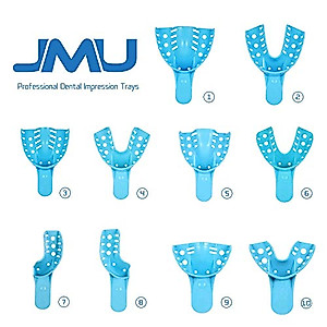 JMU Dental Impression Tray 12 Pcs, Perforated Disposable Impression Trays, 4 Medium Lower