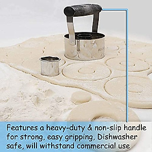 HULISEN Donut Cutter, 3.5 inch Stainless Steel Doughnut Cutter with Soft Grip Handle, and Small Biscuit Cutter, Professional Baking Dough Tools, Gift Package