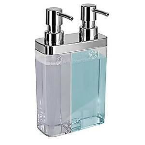 Kitchen Details Dual Pump Soap & Lotion Dispenser | Bathroom and Kitchen Sink | Countertop | Compact Design | Clear