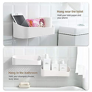 QIVANLIFE Shower Caddy Basket Shelf,Bathroom Shower Storage Organizer Wall Mounted Bathroom Shelf with Adhesive,Shampoo Holder Organizer,Storage Rack for Toilet, Kitchen Spice Racks Holder (Grey)