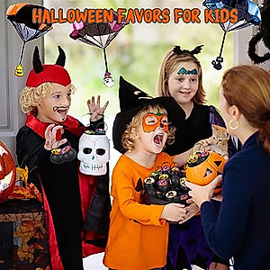 Prefilled Halloween Cauldron Party Favors, 6 Pcs Parachute Toys for Kids Halloween Party Games Prizes Goodie Bag Fillers Pinata Stuffers Halloween Toys for Treat Bags Trick or Treat Classroom Gifts