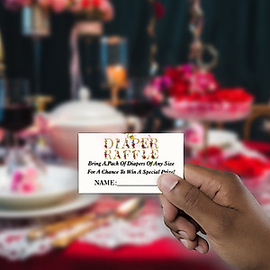 Diaper Raffle Sign,Diaper Raffle Baby Shower Game Kit (1 Standing Sign + 50 Guessing Cards),Baby Showers Decorations,Card for Baby Shower Game to Bring a Pack of Diapers-XN17