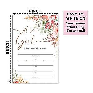 Nopoben Baby Shower Invitations and Envelopes, Floral Baby Shower Invitations, Blush Powder Floral Baby Shower Gender Reveal Party Supplies 25 Cards With Envelopes -(014bbyaoqing)