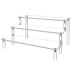 Acrylic Display Risers,Clear Shelf 3 Tier Cupcake Display Stand Steps for Food Desserts Stand Perfume Organizer Funko POP Collections，Small Mini Display Stand for Organizer and Decoration(12x8x6Inch)