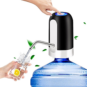 Ausxaron Water Bottle Dispenser, Water Pump Dispenser, Portable Electric Water Jug Pump USB Charging Automatic Drinking Water Pump 1200mAh for Home, Camping Office, Universal 2-5 Gallon - Black