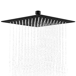 GELE Rainfall Shower Head, 10 Inch High Pressure Shower Head, Ultra -thin Matte Black Shower Head Without Shower Arm, Stainless steel