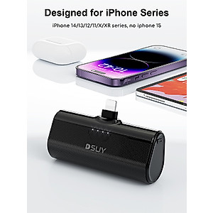 Dsuy 5000mAh 2 Packs Portable Phone Charger iPhone with Built-in Cable, MFi Certified Portable Power Bank External Battery Pack Charger Compatible with iPhone 14/13/12/11/XR/8 Plus Pro Max Series