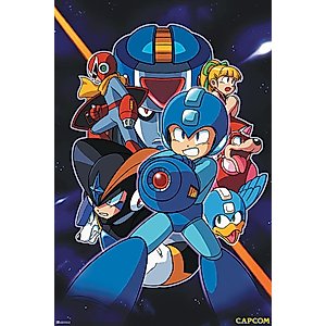 Mega Man Space Background Video Game Video Gamer Classic Retro Vintage 90s Gaming MegaMan Capcom Legacy Collection Megaman 11 Mega Man X Dr Wily Cool Wall Art Print Poster 16x24