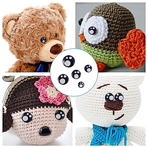 PH PandaHall Resin Safety Eyes, 100pcs 5 Size Craft Eyes Black Stuffed Crochet Eyes Kawaii Eyes with 100pcs Washers for Teddy Bear, Amigurumi Craft, Puppet, Plush Animal Making (8/ 10/ 12/ 14/ 16mm)