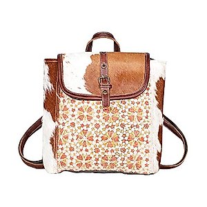 Myra Bags Cool Canvas, Rug, Leather & Hairon Backpack S-1988