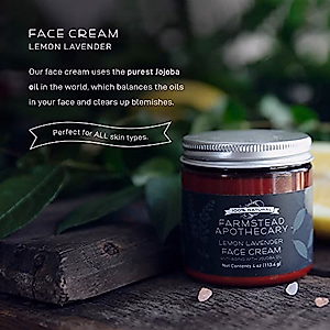 Farmstead Apothecary 100% Natural Anti-Aging Face Cream with Jojoba Oil, 4 oz (Lemon Lavender)