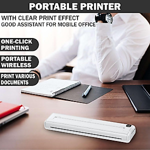 Darkant Portable Thermal Printer Wireless for Travel, Inkless Compact Printer, Small Bluetooth Thermal Mobile Printer Compatible with Android iOS Phones & Thermal A4 Paper (210 x 297mm)