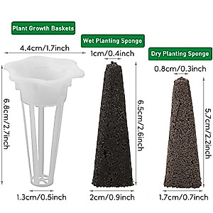 Ufandia Hydroponic Growing Kit, Grow Sponges for Hydroponics Plant Starting Root Growth Kit 50 Pieces Grow Sponges and 50 Pieces Grow Baskets for Indoor Plant Hydroponics System