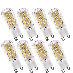 LEMENG Dimmable G9 LED Light Bulb 40Watts T4 Halogen Equivalent 4W 400Lm 2700K Warm White 120V Chandelier Lighting-Pack of 8