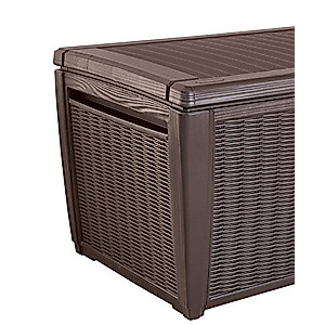 Keter Sumatra 135 gallon Outdoor Storage Rattan Deck Box, Brown