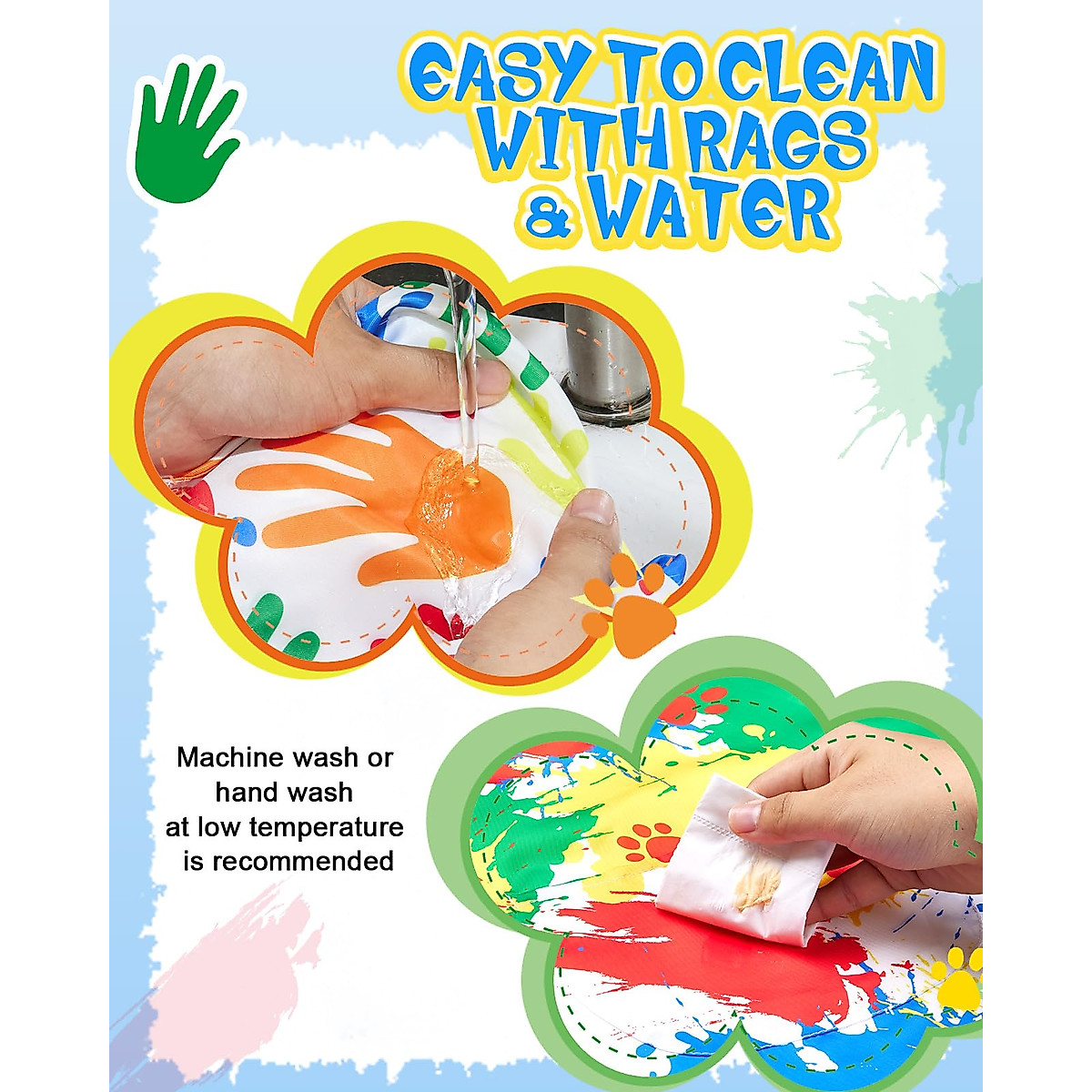 Lictin 2 Pack Kids Apron for Girls Boys Art Aprons for Cooking, Waterproof Art Apron with Pockets for Kids Painting Cooking Baking (4-12 Years)