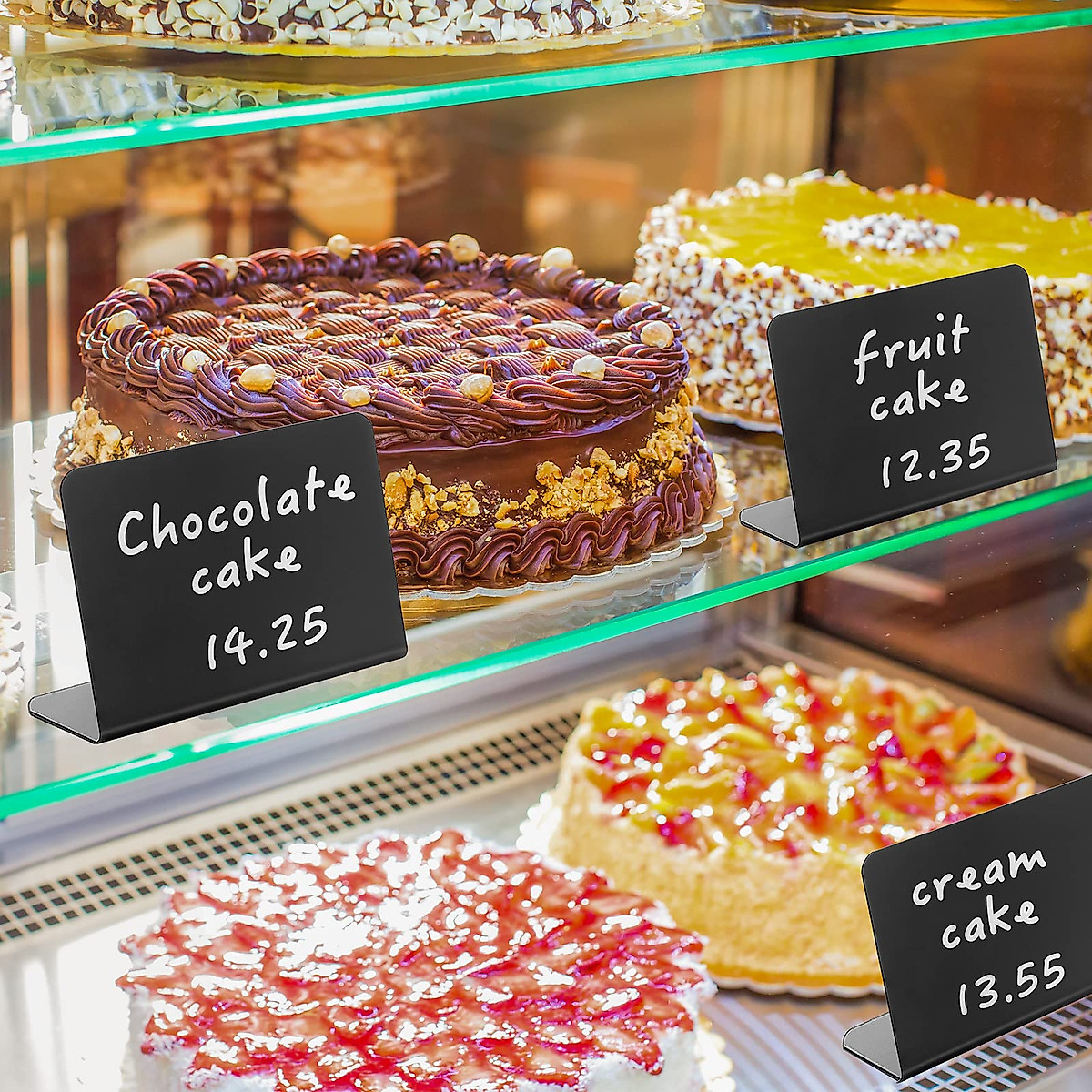 10 Pack Mini Chalkboard Signs, ALOTCHE Tabletop Chalkboard Labels L-Shaped Rustic Buffet Table Signs for Weddings, Birthday Parties, Message Board Signs, Bakery and Retail