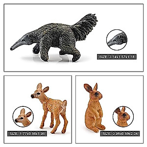 8PCS Deer Toys Forest Animals Figures Toys Woodland Animal Figurines Set Anteater Figurine Beaver Figure Squirrel Monkey Rabbit Fox Deer Model Christmas Party Deco Cake Topper