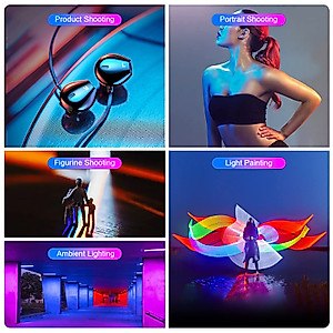 LUXCEO RGB LED Video Light Wand, Handheld LED Photography Light Stick with Remote Control, Dimmable 2500K-6500K CRI97+ Full-Color LED Light with 2500mAh Built-in Battery, 12 Light Scenes