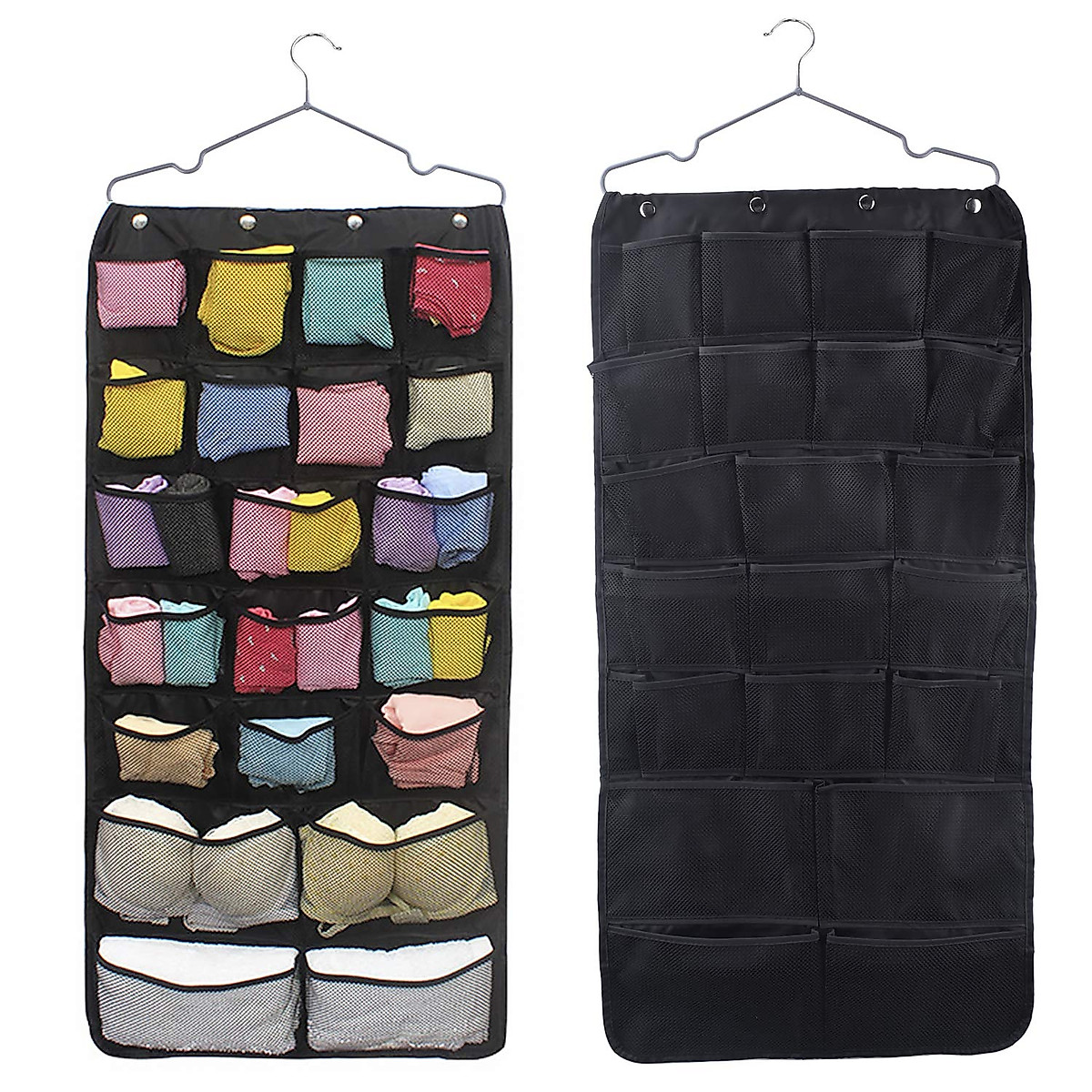 Geboor Oxford Hanging Closet Organizer for Underwear, Stocking, Bra and Sock, Dual-Sided Space Saving Storage Holder with 42 Pockets