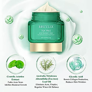 Acne Treatment Kit, Tea Tree Oil Serum & Cream,Skin Care Set for Prone Face Sensitive, Cystic Acne Pimples Scars Remover, Redness Relief, Niacinamide Facial Moisturizer, Anti Aging, Daily Prevention