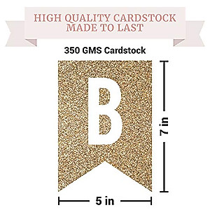 Pre-Strung Happy 50th Birthday Banner - NO DIY - Gold Glitter 50th Birthday Party Banner - Pre-Strung Garland on 6 ft Strands - Gold Birthday Party Decorations & Decor. Did we mention no DIY?