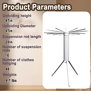 Zejoot Tripod Clothes Drying Rack, Space Saving Aluminum Foldable Clothing Garment Laundry Collapsible Portable for Home Balcony Bedroom Household Travel