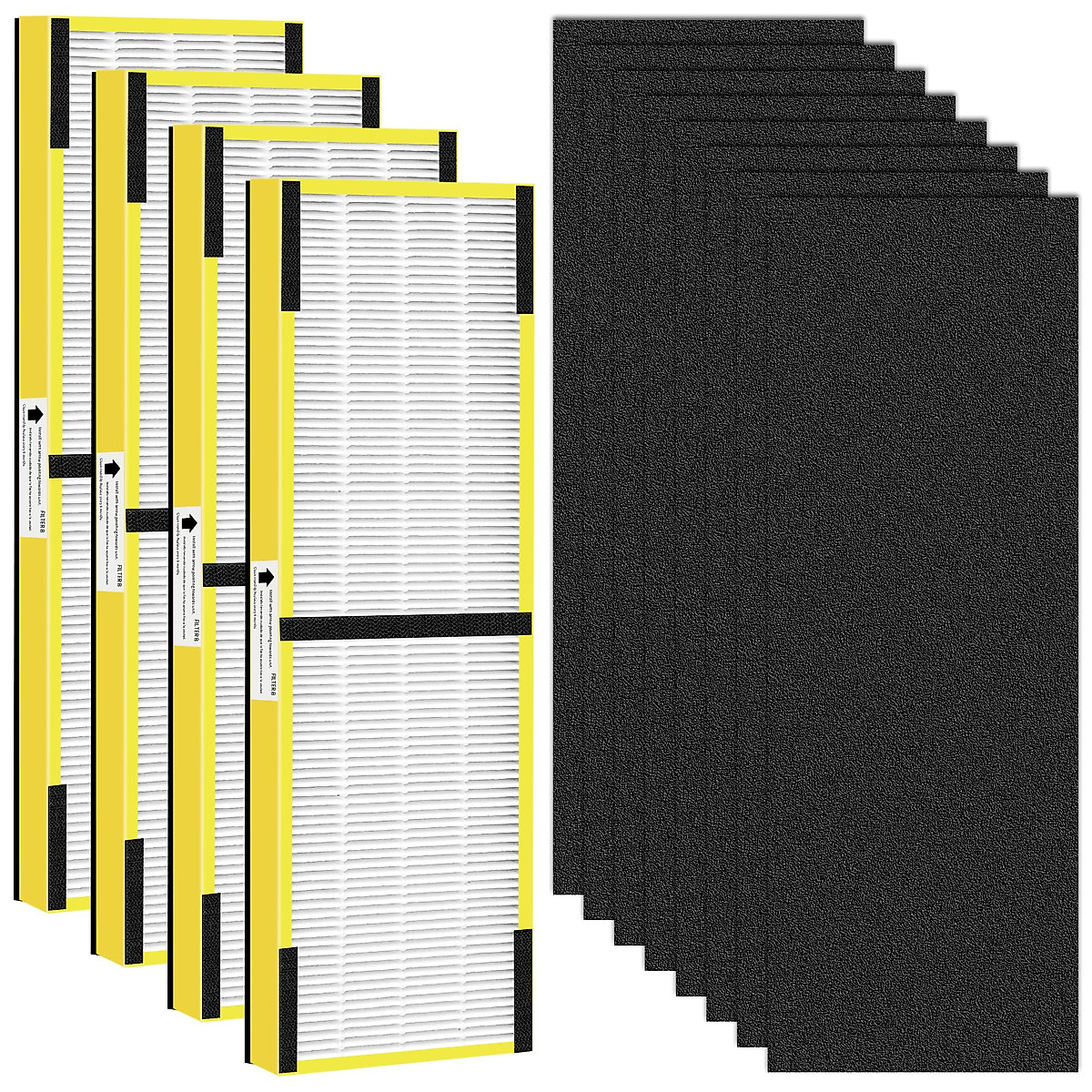 Improvedhand FLT4825 HEPA Filter B Replacement Compatible with G-Guardian Air Purifiers AC4825 AC4825E AC4300 AC4800 AC4900 AC4850,4 True HEPA Filters+8 Carbon Pre-Filters