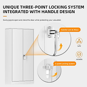INTERGREAT Garage Storage Cabinets with Doors and Shelves,72" White Steel Tool Locking Cabinet, Metal Storage Cabinet for Home Office, Warehouse, School