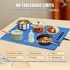Electric Warming Tray,Portable Silicone Food Warmer Heater Mat,Travel Roll Up Fast Heating Pad,Foldable Keep Plates Fast Warm for Buffets Party,Events Catering, Large Surface Area (Pure white)