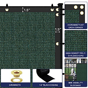 Windscreen4less 4' x 50' Privacy Fence Screen Heavy Duty Windscreen Fencing Cover Windblock Mesh Fabric Shade Cloth with Brass Grommtes for Garden Yard Pool Deck Carport Construction, Green
