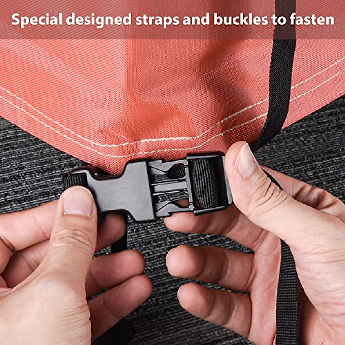 Patio Furniture Set Cover Waterproof, 600D Heavy Duty Lawn Patio Furniture Covers, U-COMSO Outdoor Sectional Sofa Cover Patio Table Chair Set Cover, 90 ''W x 62'' D x 28'' H, Beige & Orange