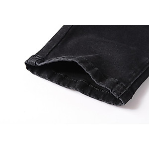 ZLZ Black Ripped Biker Jeans for Men Slim Fit, Men's Comfy Stretch Distressed Biker Jeans Pants Rock, Designer Jeans, Size 38