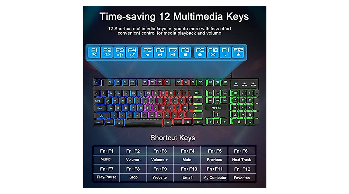 MFTEK RGB Gaming Keyboard and Mouse Combo - Enhance Your Game