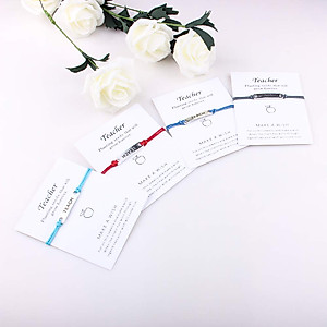 VALIJINA 8 Pieces Teach Blessing Card Bracelets for Women Men appreciation gifts Bracelets Card Teacher Bangles Teacher's Day Gift Bracelets Back to School Gifts