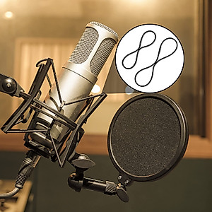 8 Pieces Black Universal Elastic Bands Replacement Microphone Shock Mount Rubber Ring Shock Mount Holder Clamp Clip for Microphone Shock Mount Mic Holder Clip