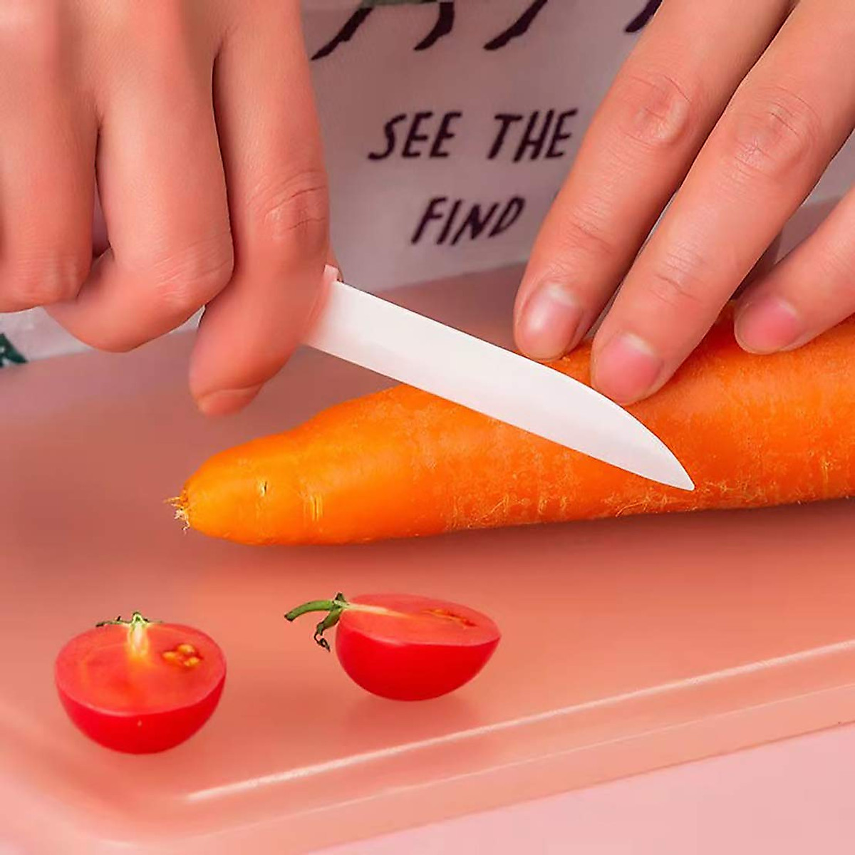 ANTAOCI Household and Outdoor Chef's Knives, 3 Piece 3-inch Ceramic Knife Sets with Protective Sleeves, Vegetarian Knives and Paring Knives