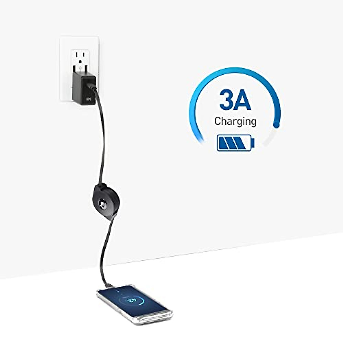 Cable Matters Short Retractable USB C Cable 3.3 ft (Short USB C to USB C Retractable Cable)