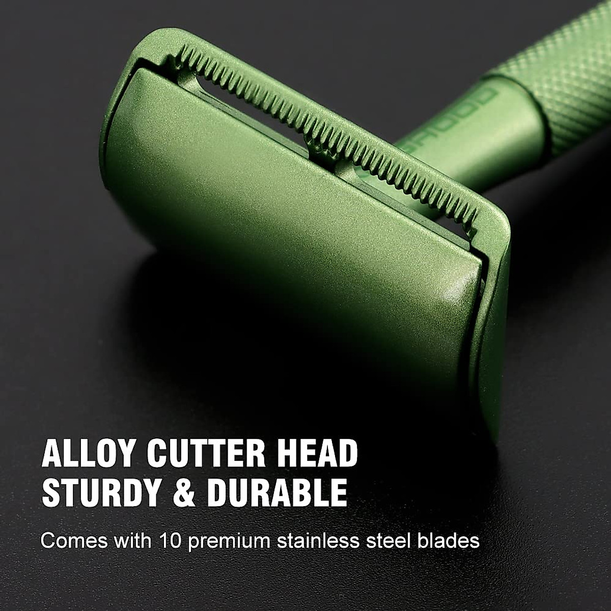 Kinghood Single Blade Safety Razor for Men & Women with 10 Stainless Steel Double Edge Blades - Metal Reusable Eco-Friendly Zero-Waste One Blade Razor Handle