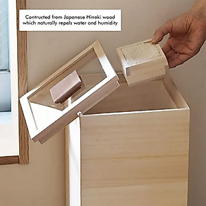 Wooden Rice Storage Container with Lid and Measuring Cup, 11.8lbs / 5kg - Grains, Dry Food