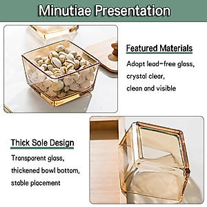 ACGrade Glass Snack Serving Tray,Household Divided Serving Tray with lid,Fruit Platter Tray for Parties,Compartment Serving Tray with lid,Square Snack Tray,Suitable for Fruit,Candy,Nuts(Clear)