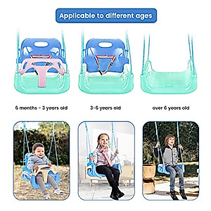 nets Tribe Toddler Swing, 3-in-1 Baby Swing Seat, Anti-Flip Snug & Secure Detachable Kids Swing Set, Infants to Teens Swing Seat for Playground Indoor Outdoor. (Macaron Green)
